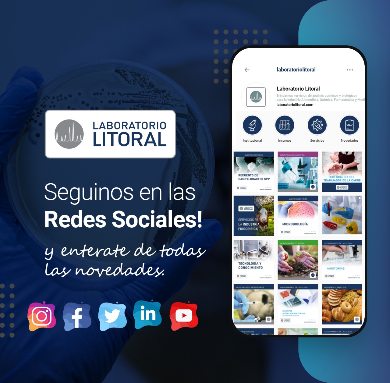 Seguinos en Nuestras Redes Sociales - Laboratorio Litoral